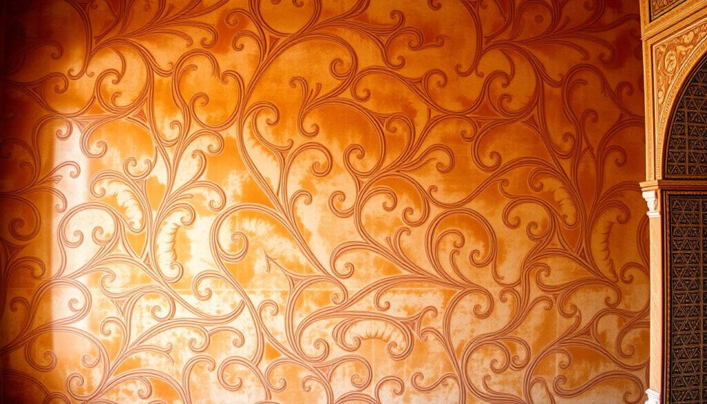 Stucco decorations (tadelakt) in Moroccan Architecture
